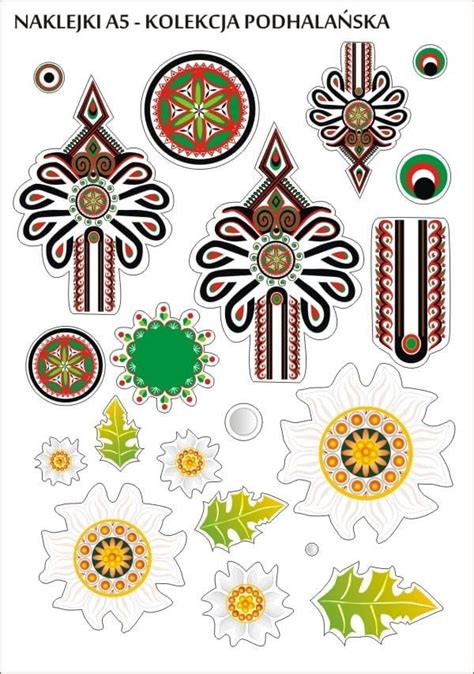Polish Folk Art Stickers Featuring The Embroidery Pattern From