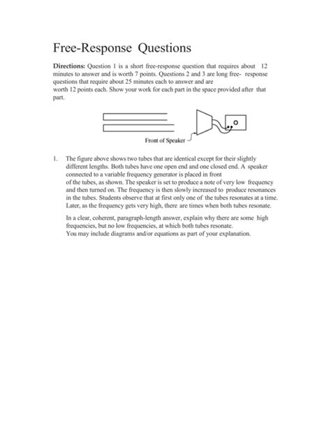Physics Free Response Questions Resonance Collisions