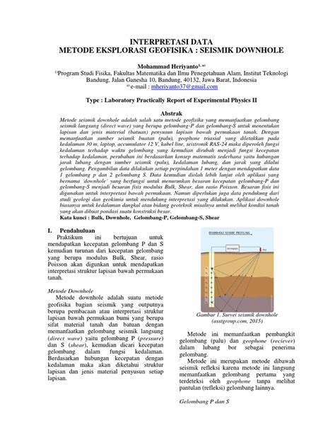 interpretasi data metode eksplorasi geofisika seismik downhole pdf pdf