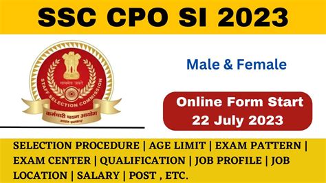 Ssc Cpo Si Recruitment 2023 Capf And Delhi Police Si Age Limit