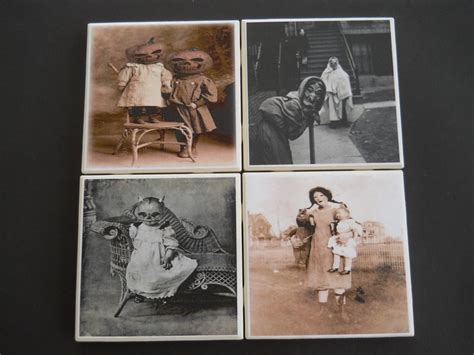 Creepy Vintage Costume Coasters Ceramic Tile Coasters Etsy