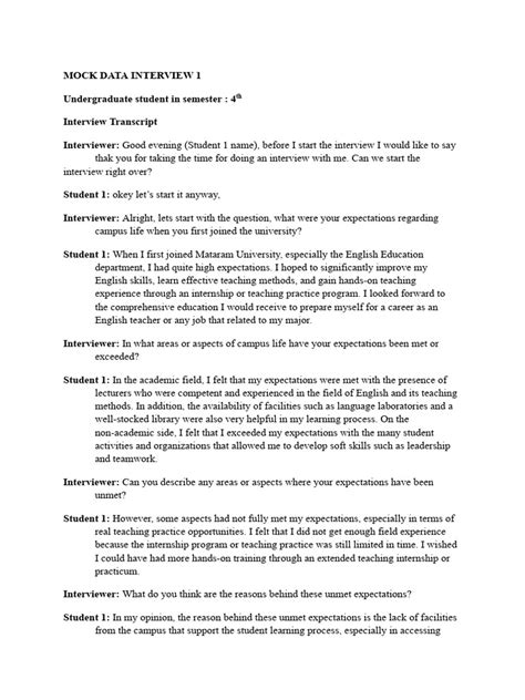 Mock Data Interview 1 Pdf