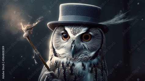 magical wizardry owl and magician in 8k created with generative ai