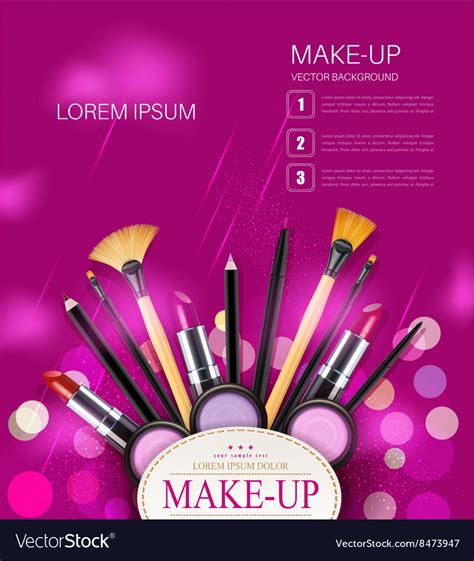 Background With Cosmetics And Make Up Objects Vector Image