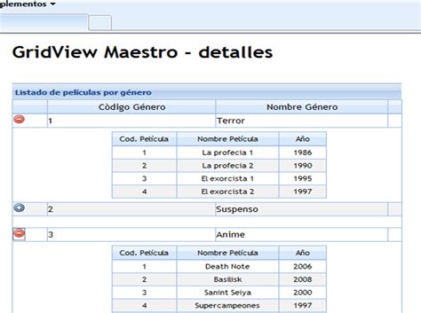Todo En Visual Basicnet Asp Gridview Master Details