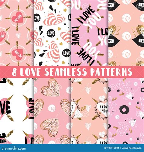 Modern Set Of Cute Seamless Patterns Stock Vector Illustration Of