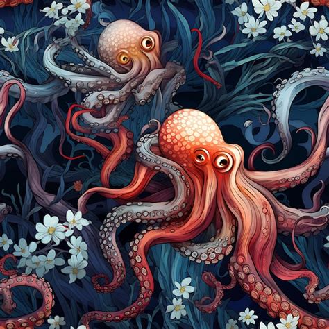 Premium Photo Seamless Pattern Of Octopus Tentacles Octopus Texture