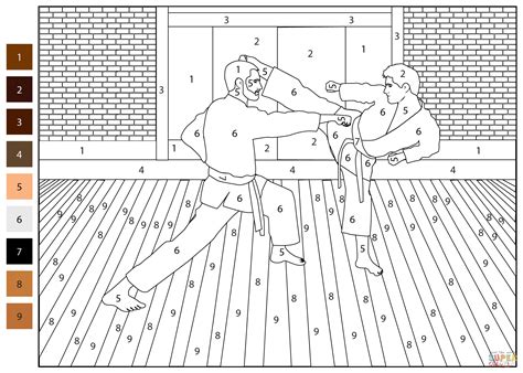 Karate Color By Number Free Printable Coloring Pages
