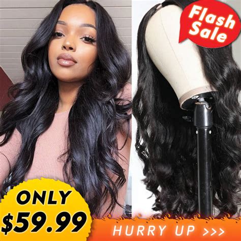 Flash Sale 150 Density U Part Body Wave Hair Wig‎ Natural Color