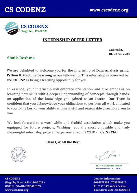 Shaik Reshma On Linkedin Dataanalyst Internship Cscodenz