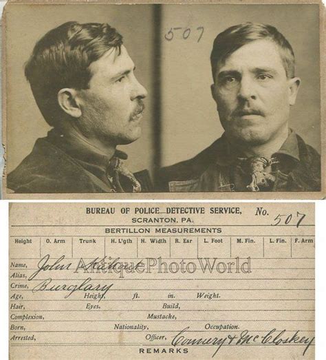 Man Burglar John Kahout Antique Police Mug Shot Photo Etsy Mug