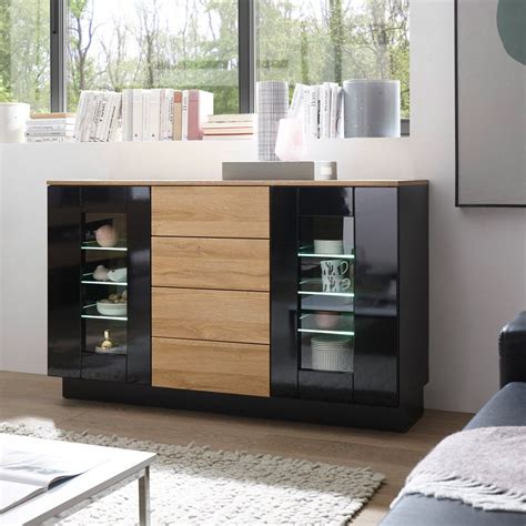 Lomadox Kommode Chur 61 Sideboard In Hochglanz Schwarz Mit Grandson
