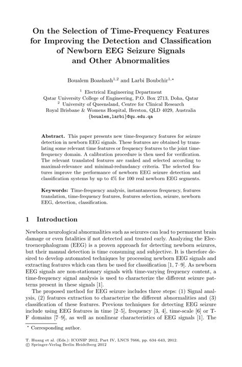 pdf on the selection of time frequency features for improving the