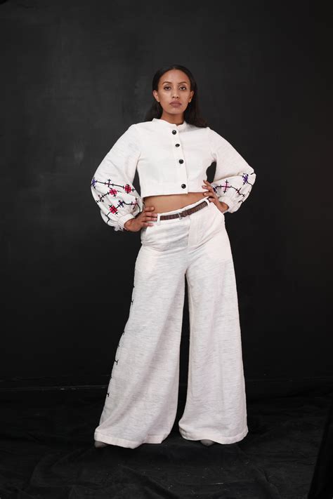 Handwoven Habesha Libs Crop Top And Pant Ethiopian Modern Cloth Dagmawit™