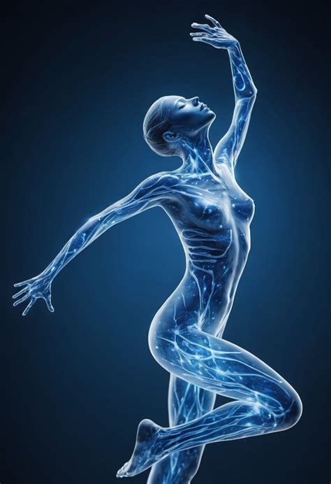 Polished Blue White Neuron Visible Figure In Motion Stable Diffusion