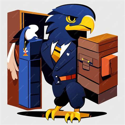 Premium Vector Small Eagle With Humanlike Hands Instead Of His Own Talons Holding A Wardrobe