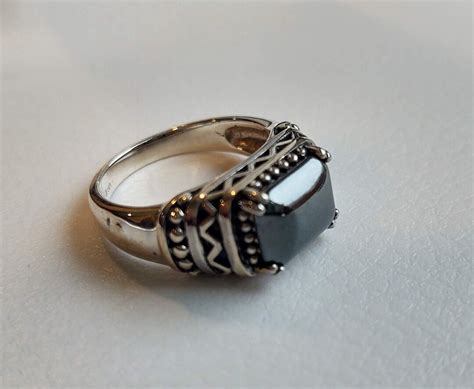 Sterling Silver Hematite Stone Ring Size 7 Etsy