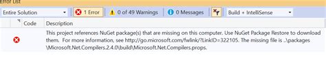 C The Missing File Is Packages Microsoft Net Compilers 2 4 0 Build