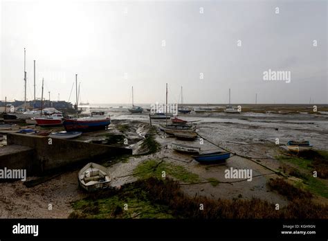 Leigh On Sea Thames Estuary Essex With Low Tide And Mud Boats Tide Out On River Thames Tide A