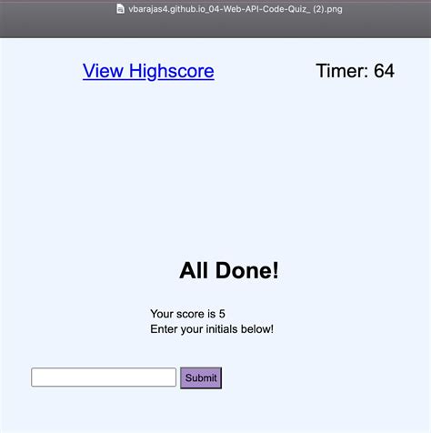 GitHub Vbarajas4 04 Web API Code Quiz