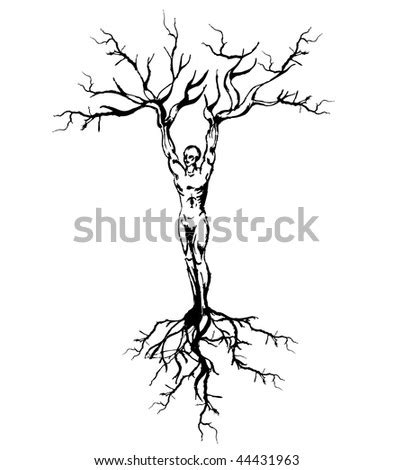 Vector Background Has A Man With Tree Roots Shutterstock