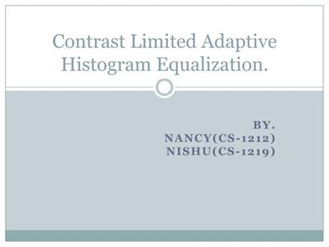 Colour Image Enhancement Based On Histogram Equalization Pdf