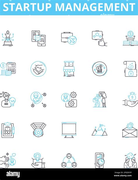 Startup Management Vector Line Icons Set Incubation Capitalization