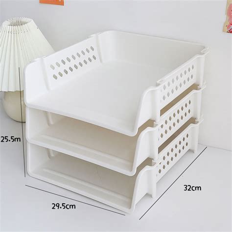 Easyhouse ชั้นวางของ ถาดวางเอกสาร A4 กล่องเก็บเอกสาร วางเรียงซ้อนเป็น