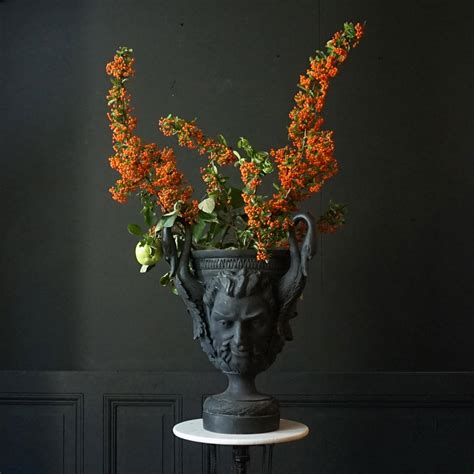 Large Neoclassical Style Blackened Jardiniere Faun Sater Faces And Swan Torsos For Sale At 1stdibs