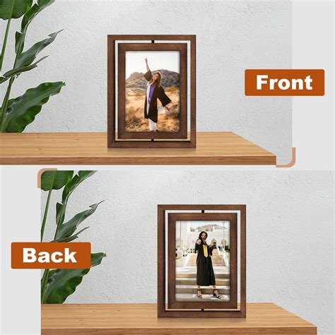 Egofine 2 Pack 4x6 Rotating Floating Picture Frames Double Sided Display