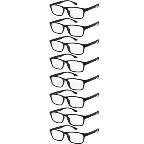 Reading Glasses Mens Womens Square Frame 8 Pack Unisex Readers Classic