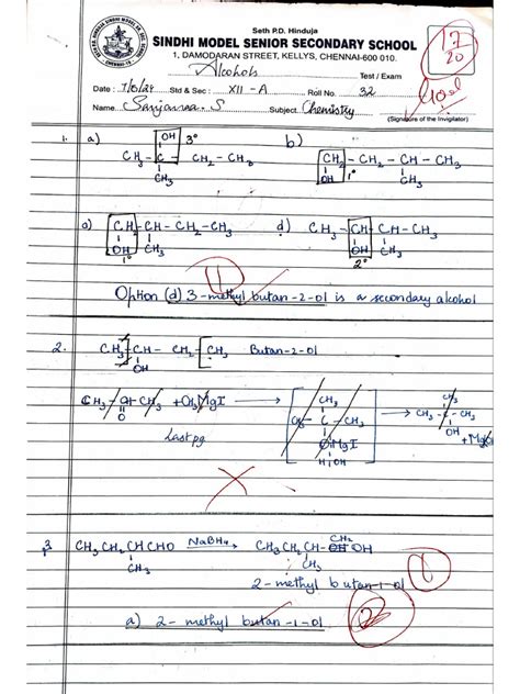 Alcohol Phenol Ethers Test Pdf