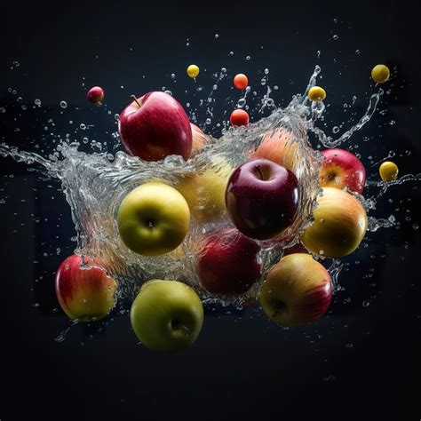 Premium Photo Apples In A Dynamic Falling Motion