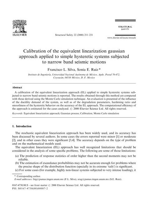 PDF Calibration Of The Equivalent Linearization Gaussian Approach Applied To Simple Hysteretic
