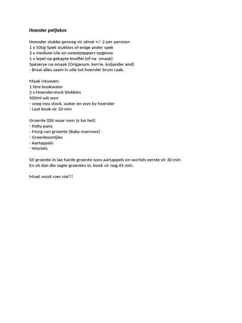 Hoender Potjiekos Pdf