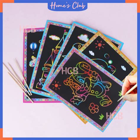 jual hcb scratch note mini buku magic warna colourful scratch buku