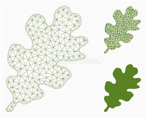 Oak Leaf Vector Mesh 2d Model And Triangle Mosaic Icon Stock Vector Illustration Of Figure