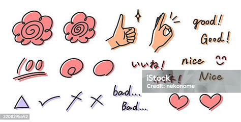 엄지 손가락 위로 손 표시 Ok 손 표시 및 하나 마루표시의 손으로 그린 그림 선 너비를 편집할 수 있습니다 귀여운에 대한 스톡 벡터 아트 및 기타 이미지 Istock