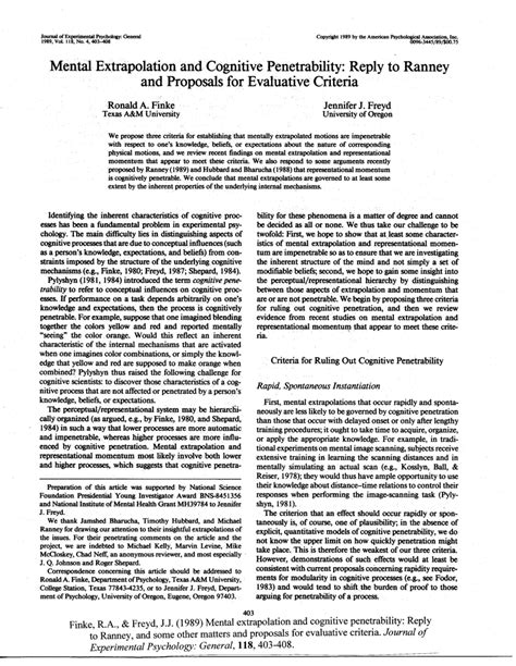 Pdf Mental Extrapolation And Cognitive Penetrability Reply To Ranney And Proposals For