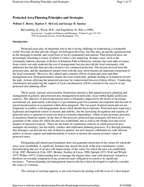 Pdf Protected Area Planning Principles And Strategies