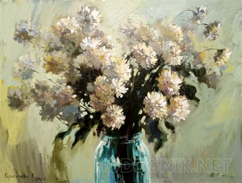 Картина Белые хризантемы Размеры 60x45 Год 2024 Цена 14000 рублей Художник Герасимова