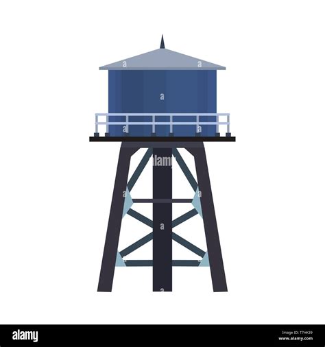 Water Tower Vector Icon Illustration Tank Isolated White Industrial