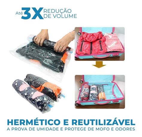 Kit Saco A Vácuo Roupa Viagem X Cm Clink Anti mofos MercadoLivre