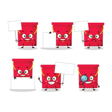 Rojo Cubeta Dibujos Animados Personaje Traer Información Tablero