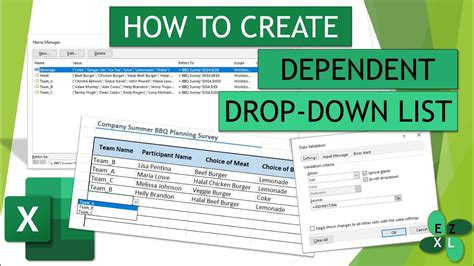 Dependent Drop Down List With Data Validation In Excel Youtube