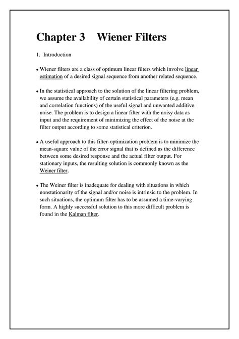 Solution Weiner Filter With Problems Pdf Studypool
