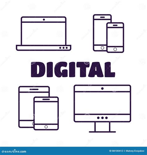Multi Device Icons Smartphone Tablet Laptop And Desktop Computer