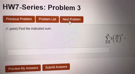 Solved Hw7 Series Problem 3 Previous Problem Problem List