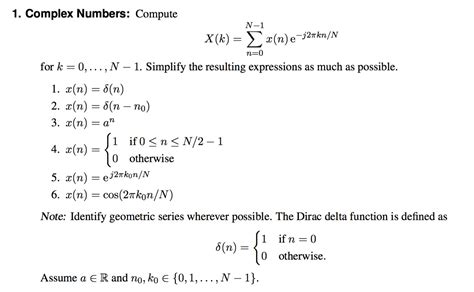 Solved Complex Numbers And Some Discrete Time Fourier