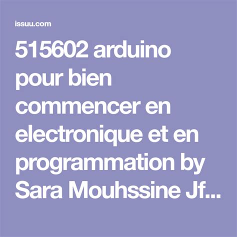 515602 Arduino Pour Bien Commencer En Electronique Et En Programmation Artofit